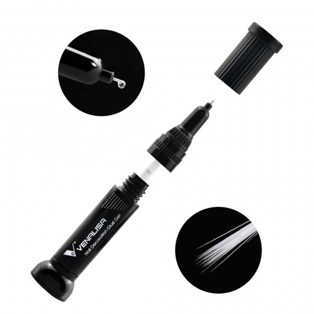 VENALISA Clear 2in1 dual Nail Glue pen Gel adhesive nail art crystals